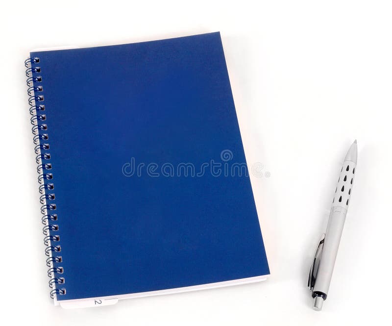 Blue Notebook with Texture, Felt-tip Pen on the Background of an Open ...