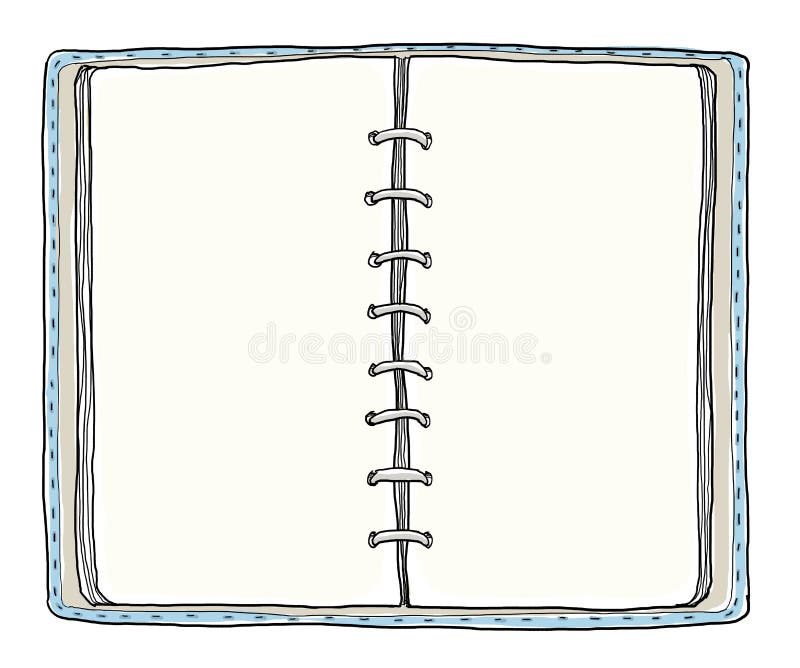Blue Notebook Vintage Cute Hand Drawn Stock Illustration - Illustration ...
