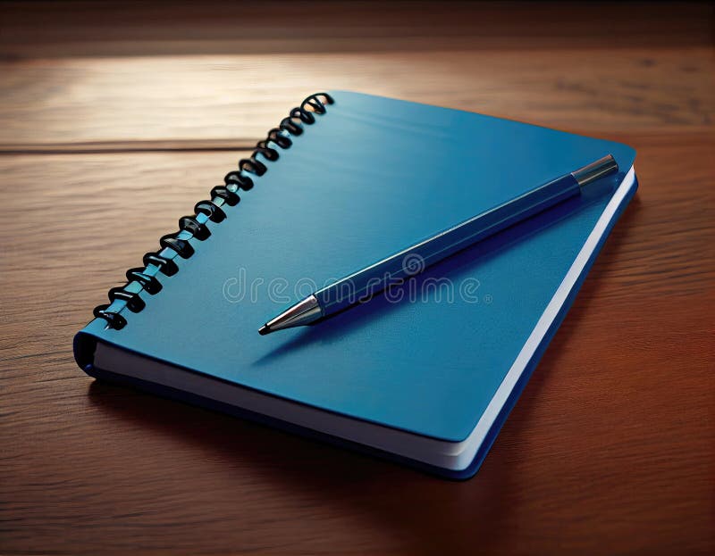 A Notepad and Pen Placed on a Table. Stock Illustration - Illustration ...
