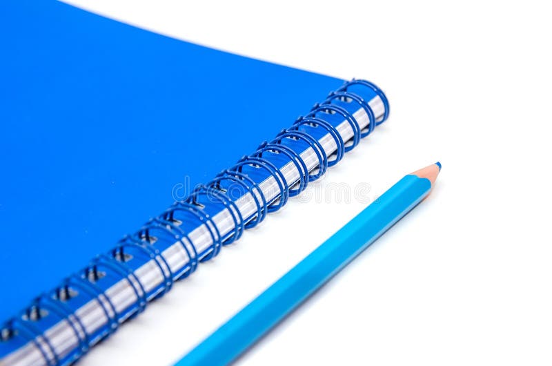 Blue Notepad and Blue Pen on a White Background Stock Photo - Image of ...