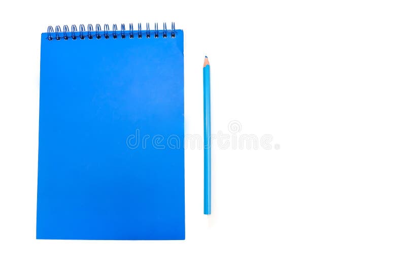 Blue Notepad and Blue Pen on a White Background Stock Image - Image of ...