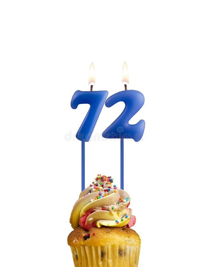 Blue Number 72 Candle - Birthday Card on a White Background Stock ...