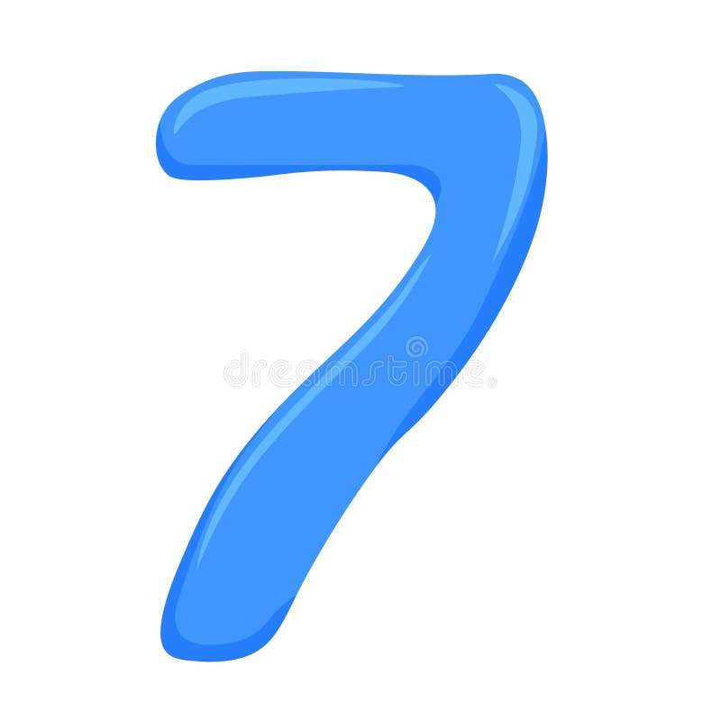 Blue Number 7 in Cartoon Style, Color Number Seven in the Form of a ...