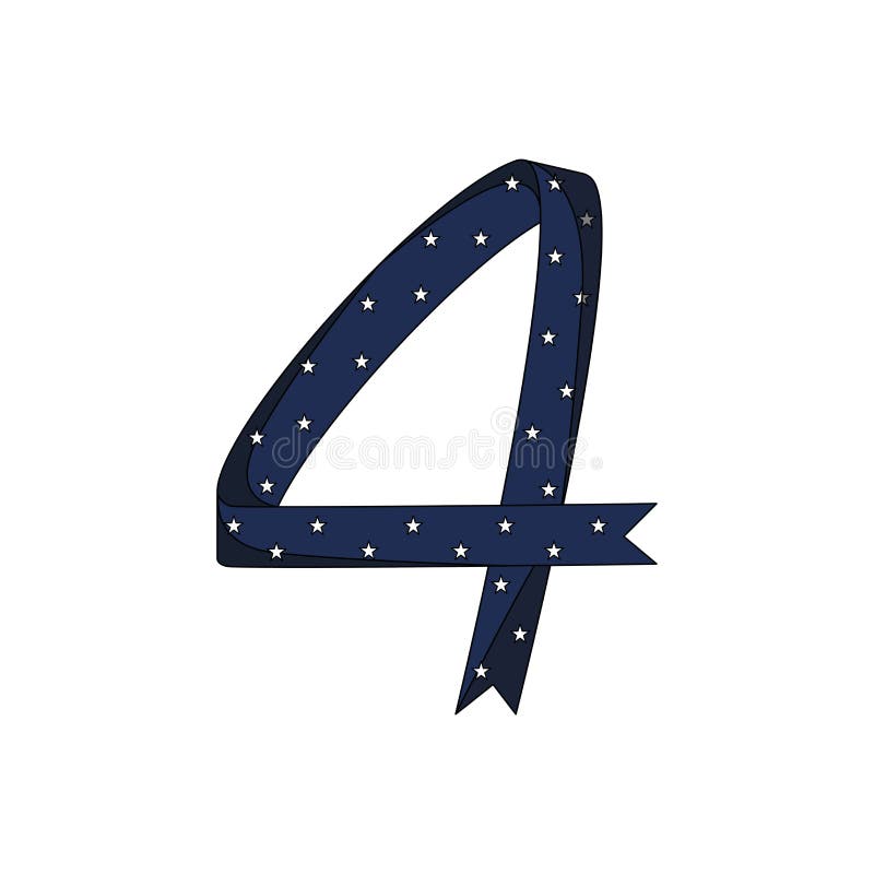 Blue Number Four with Stars Stock Vector - Illustration of star, symbol ...