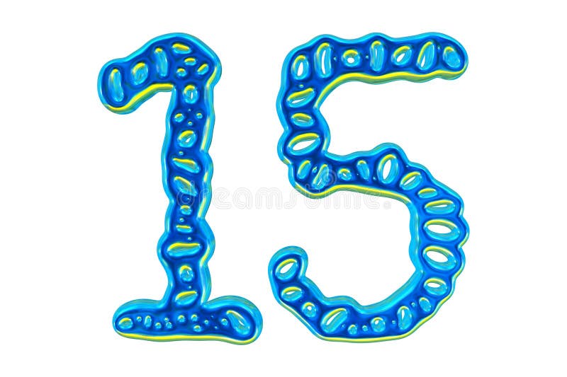 3d Blue Number 15 for Math and Business Concept Stock Image ...