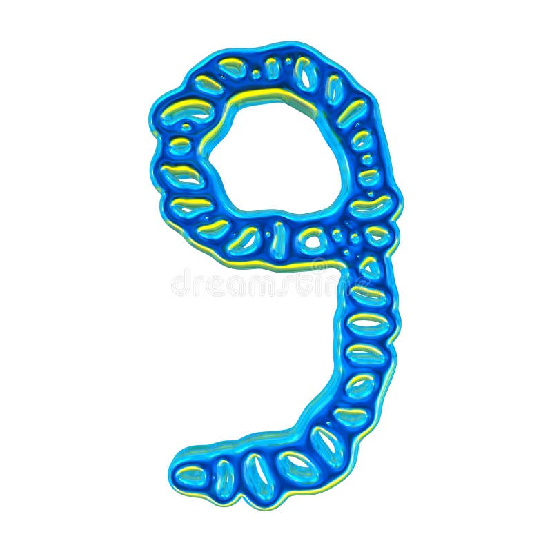 3d Blue Number 9 for Math and Business Concept Stock Illustration ...