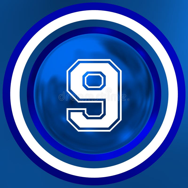 Number Nine Over Blue Bright Sphere with Circles Stock Illustration ...