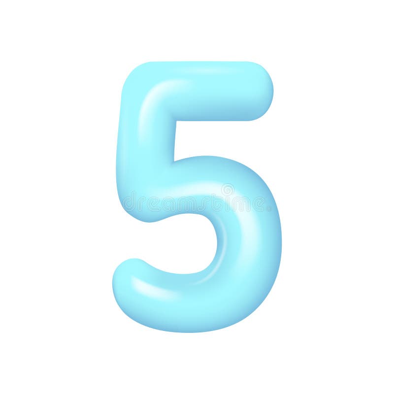 Plastic Blue Number 4. 3d Realistic Volumetric Number 0 with Highlights ...