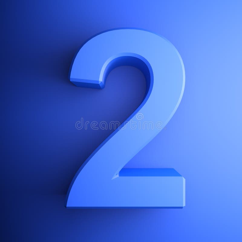 Blue Number 2 Square Icon - 3D Rendering Illustration Stock ...