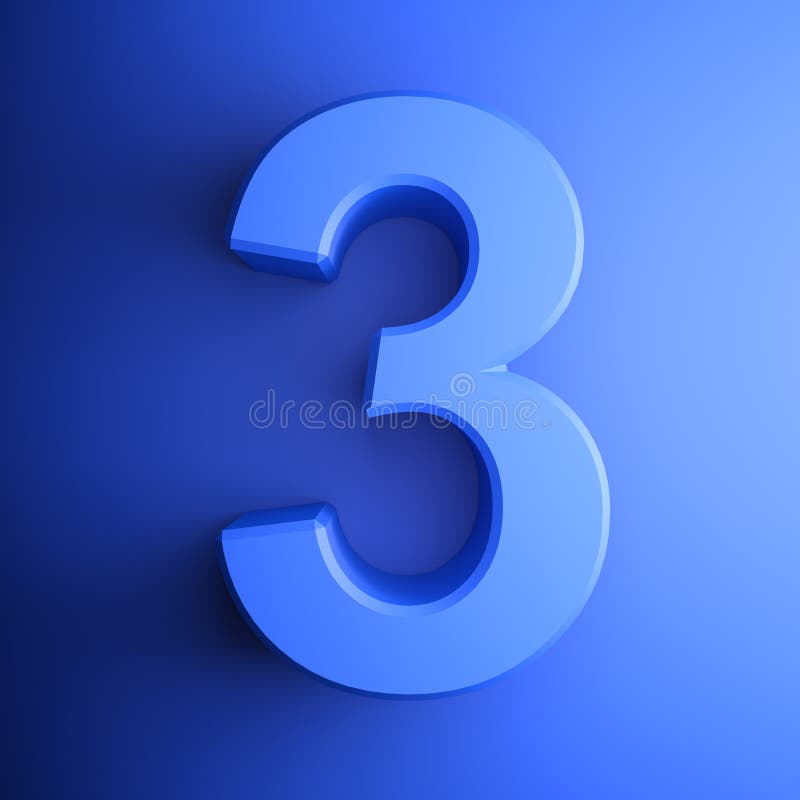 Blue Number 3 Square Icon - 3D Rendering Illustration Stock ...