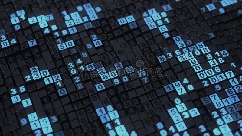 Blue Numbers on Cubes 3D Render Illustration Stock Illustration ...
