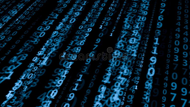 Blue Numbers on a Dark Background. Artificial Intelligence Concept ...