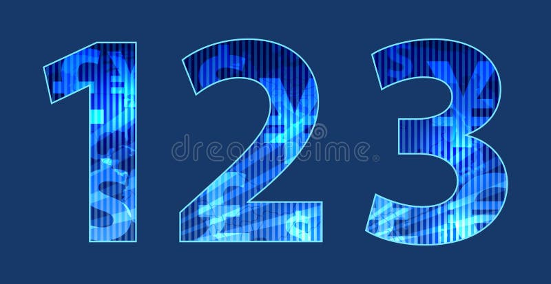 Blue Numbers with Random Texture Stock Vector - Illustration of pattern ...