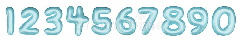 Blue Numbers from 0 To 9. Set of Bright Spherical Figures. Realistic 3d ...
