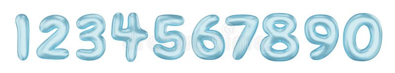 Blue Numbers from 0 To 9. Set of Bright Spherical Figures. Realistic 3d ...