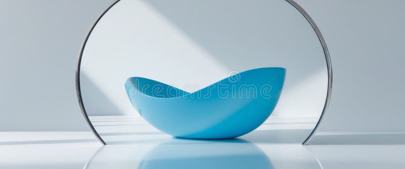 A Blue Object with a Curved Shape is Reflected in a Mirror. Stock Image ...