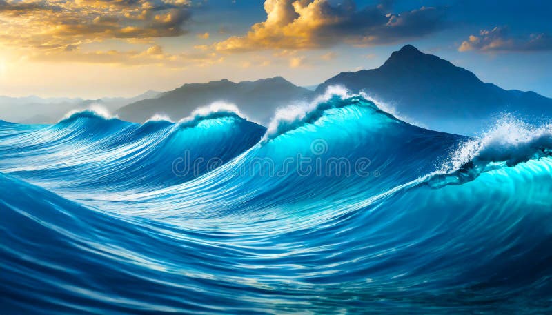 Blue Ocean Abstract 3d Shapes Stock Illustration - Illustration of ...