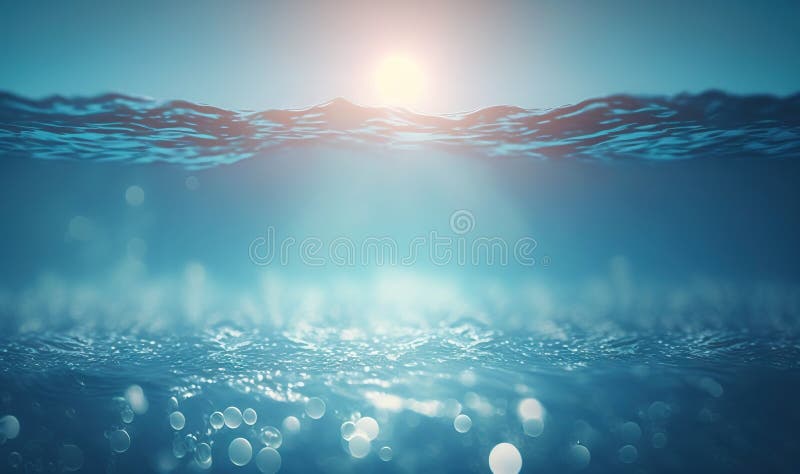 A Blue Ocean with a Bright Sun Shining Over the Water Stock ...