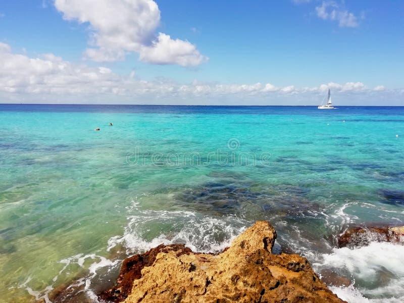 Blue Ocean in Caribbean Island of Cozumel Stock Image - Image of island ...