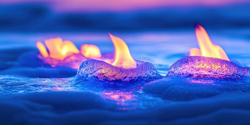 Blue Ocean with a Few Small Fires on the Surface Stock Photo - Image of ...