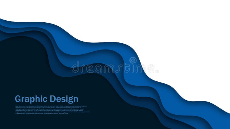 Blue Ocean Flat Graphic Wallpaper, Modern Multiple Blue Wave Overlap ...