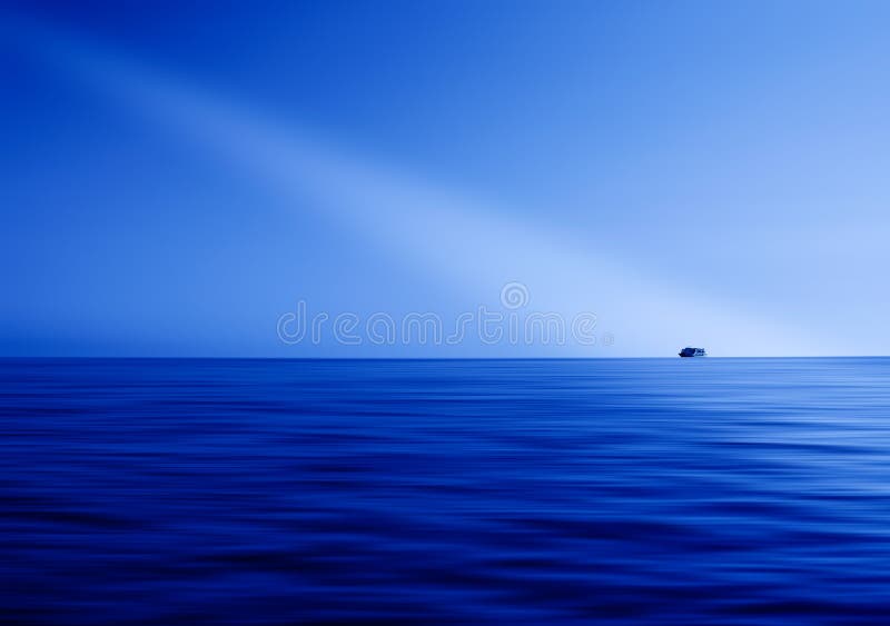 Blue Ocean Horizon Ray of Light Abstraction Stock Photo - Image of ...