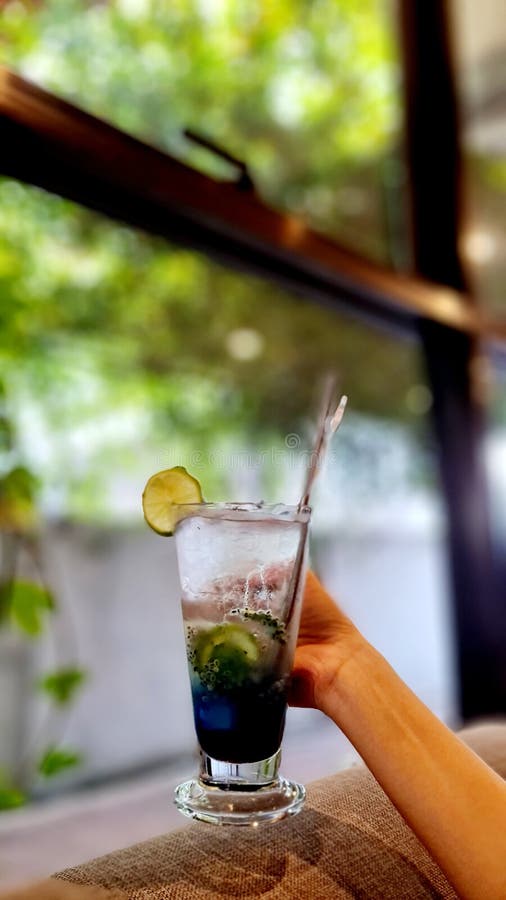 Blue Ocean Mocktail stock photo. Image of plant, ocean - 267548268