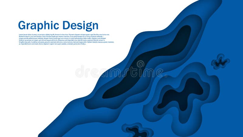 Blue Ocean Papercut Background, Overlap Shape with Shadow Graphic Stock ...