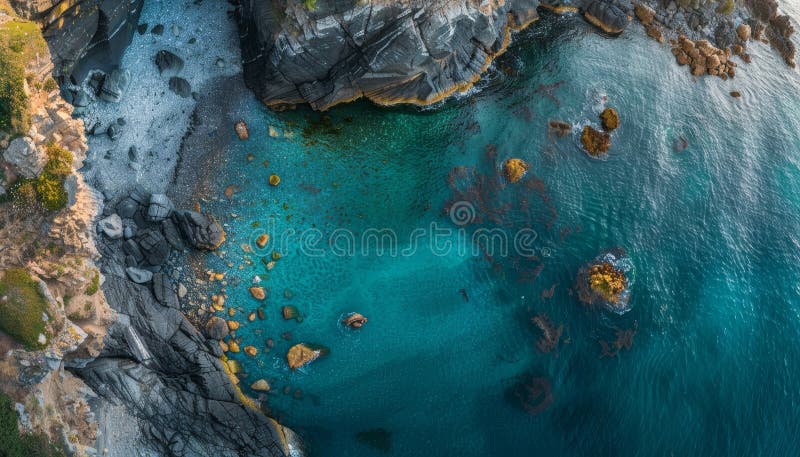 A Blue Ocean with Rocks and a Cliff in the Background by AI Generated ...