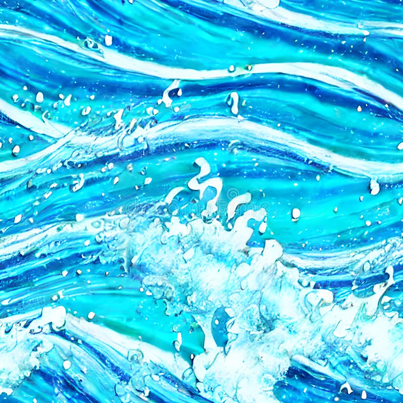 Blue Ocean Sea Waves Pattern Stock Illustration - Illustration of curl ...