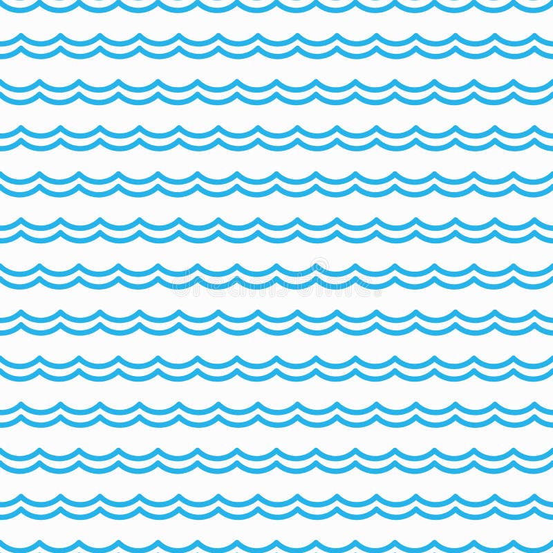 Blue Ocean and Sea Waves Simple Seamless Pattern Stock Vector ...