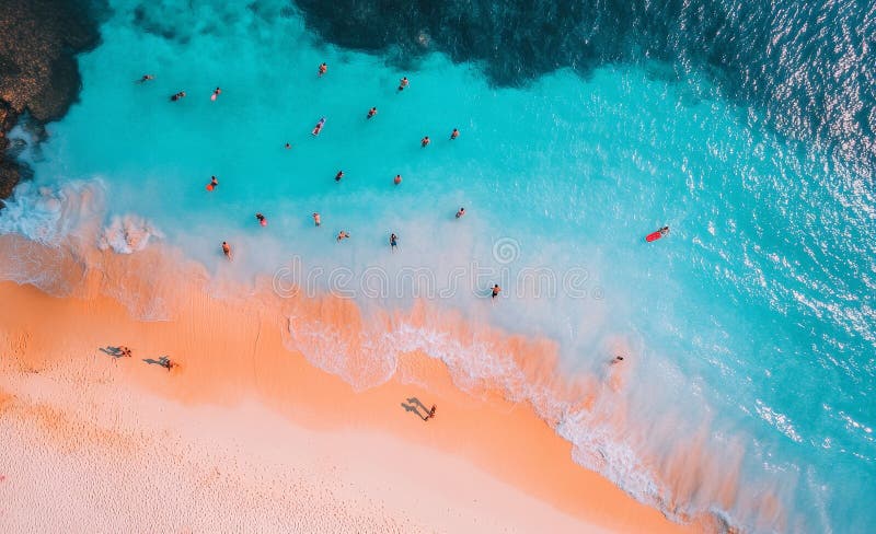 Blue Ocean with Sky and Summer Beach Pictured from the Air. Stock Image ...