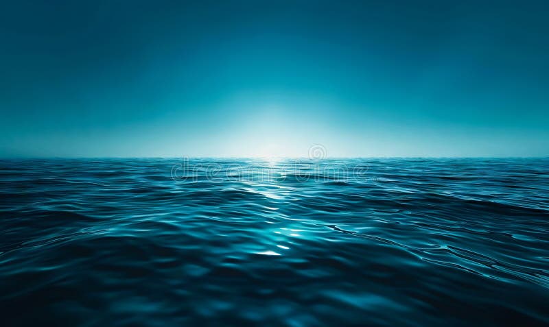 A Blue Ocean with the Sun Shining through Stock Image - Image of water ...