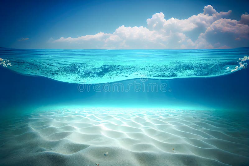 Blue Ocean Surface Seen from Underwater. Underwater Background Bottom ...