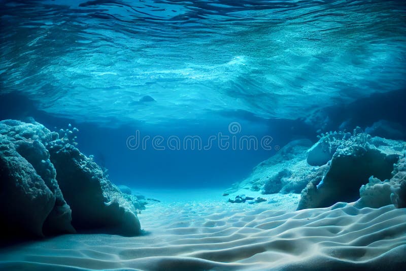 Blue Ocean Surface Seen from Underwater. Underwater Background Bottom ...