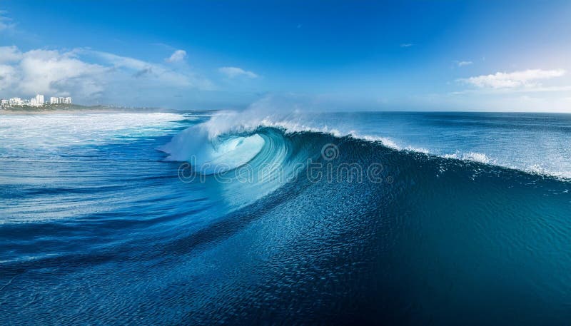 Blue ocean surfing wave stock illustration. Illustration of moment ...