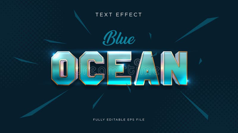 Blue Ocean Text Effect Font Type Stock Illustration - Illustration of ...