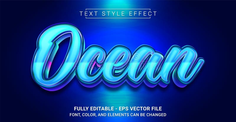 Blue Ocean Text Style Effect. Editable Graphic Text Template Stock ...