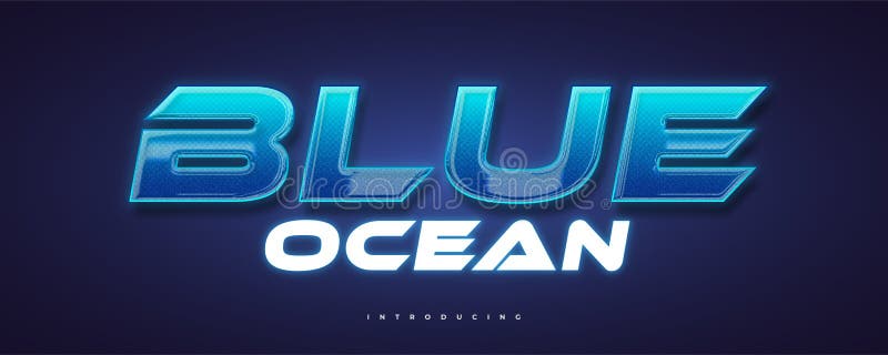 Blue Ocean Text Style with Realistic and Glowing Neon Effect Stock ...