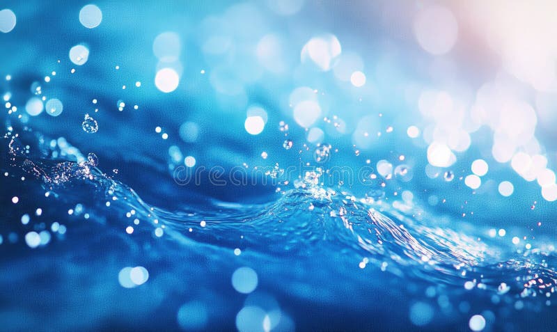 A Blue Ocean with Water Splashing and Bubbles Stock Illustration ...