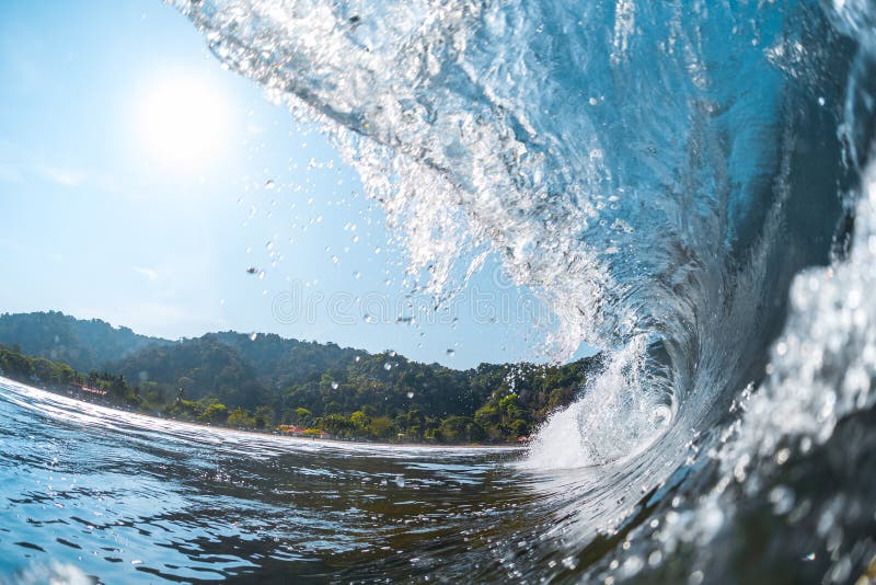 Blue ocean wave stock photo. Image of extreme, barreling - 91695772