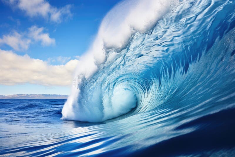 Blue Ocean Wave with a Clean White Crest Stock Illustration ...