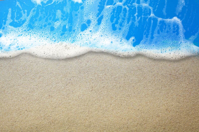 Blue Ocean Wave on Sandy Beach. Top View Stock Image - Image of closeup ...