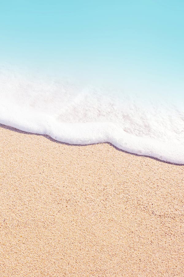 Blue Ocean Wave on Sandy Beach Top View. Summer Sunny empty Tropical ...