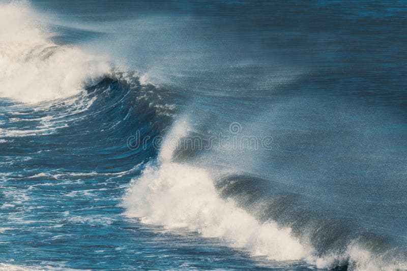Blue Ocean Wave with Splashing Hitting on Black Sand Beach in Summer ...