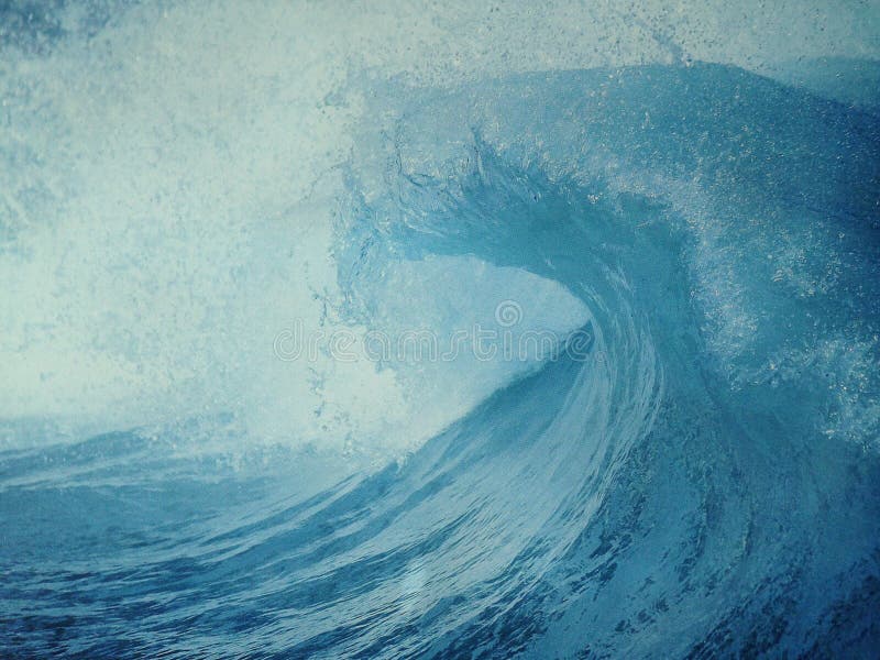 Blue Ocean Wave with Surf Splashing Stock Image - Image of drip, drop ...