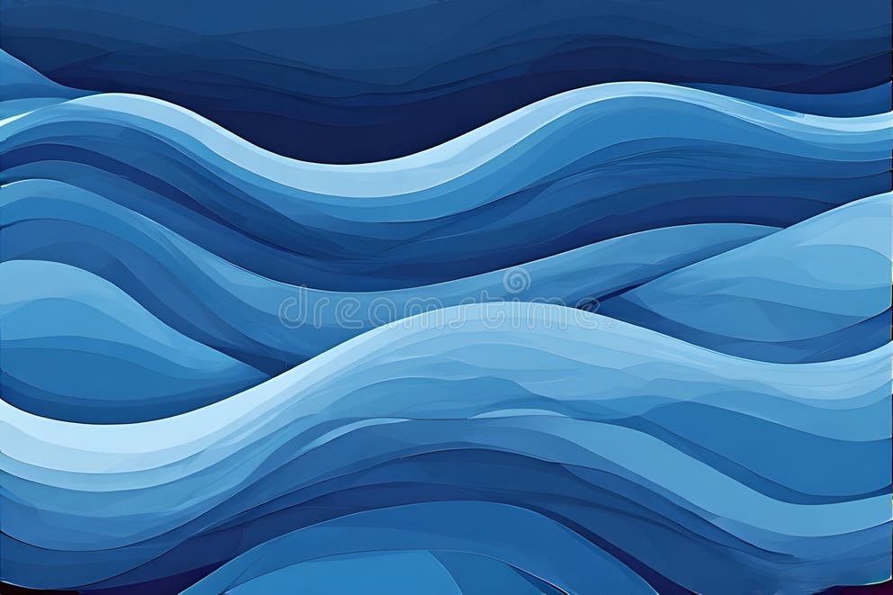Blue Ocean Wave Vector Pattern with White Lines Stock Illustration ...
