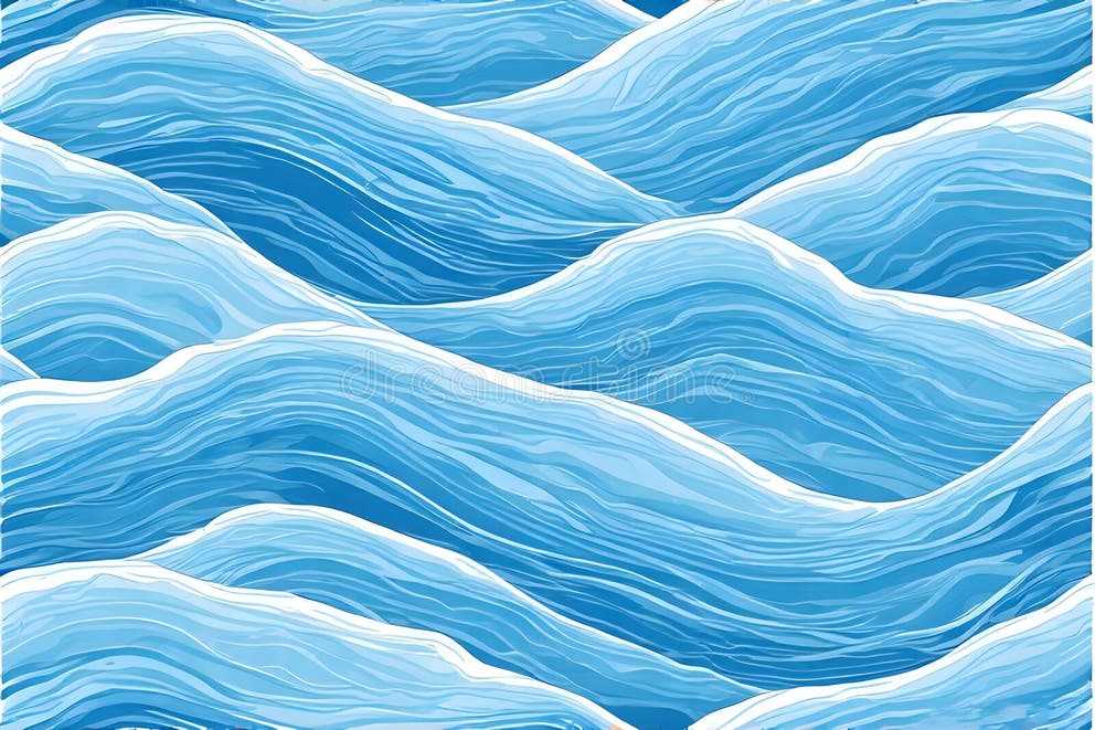 Blue Ocean Wave Vector Pattern with White Lines Stock Illustration ...