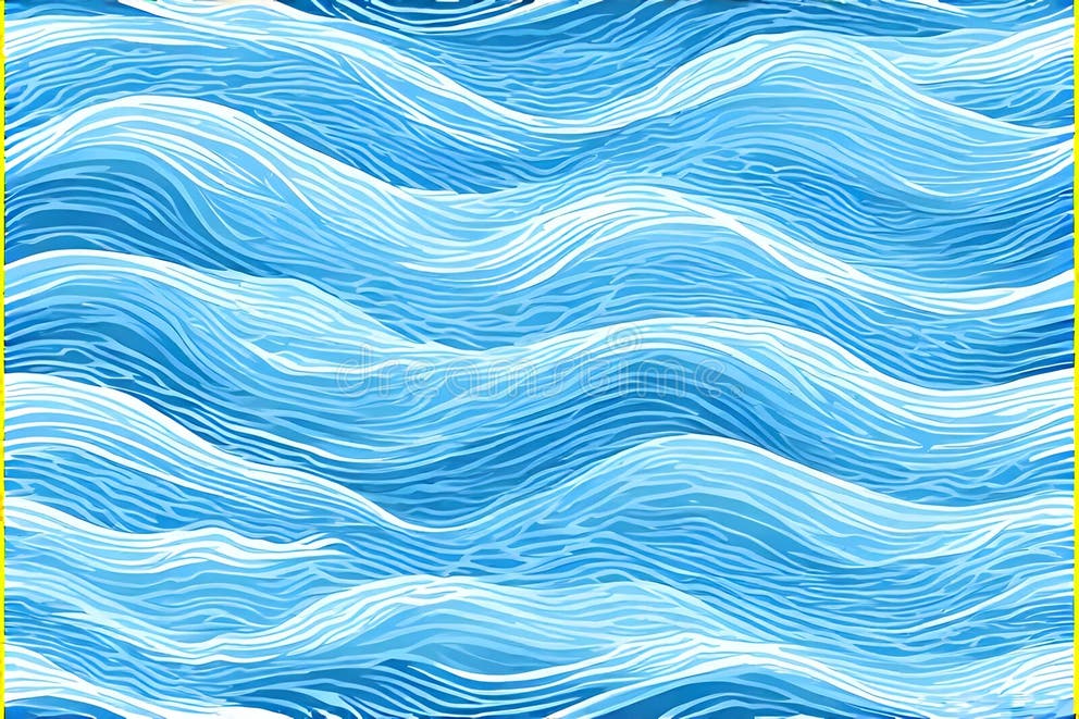 Blue Ocean Wave Vector Pattern with White Lines Stock Illustration ...