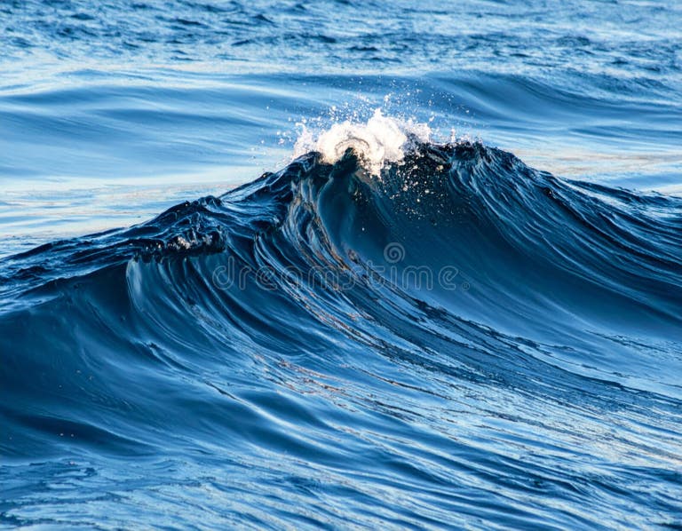 Blue Ocean Wave with Whitecaps Stock Illustration - Illustration of ...